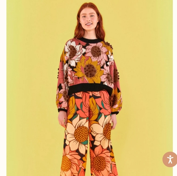 FARM Rio | Sweaters | Nwt Farm Rio Sunflower Sweater | Poshmark